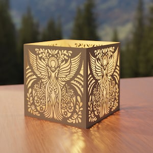 SVG Angel Luminary Template - Angel Candle Holder - Square Paper Cut ...