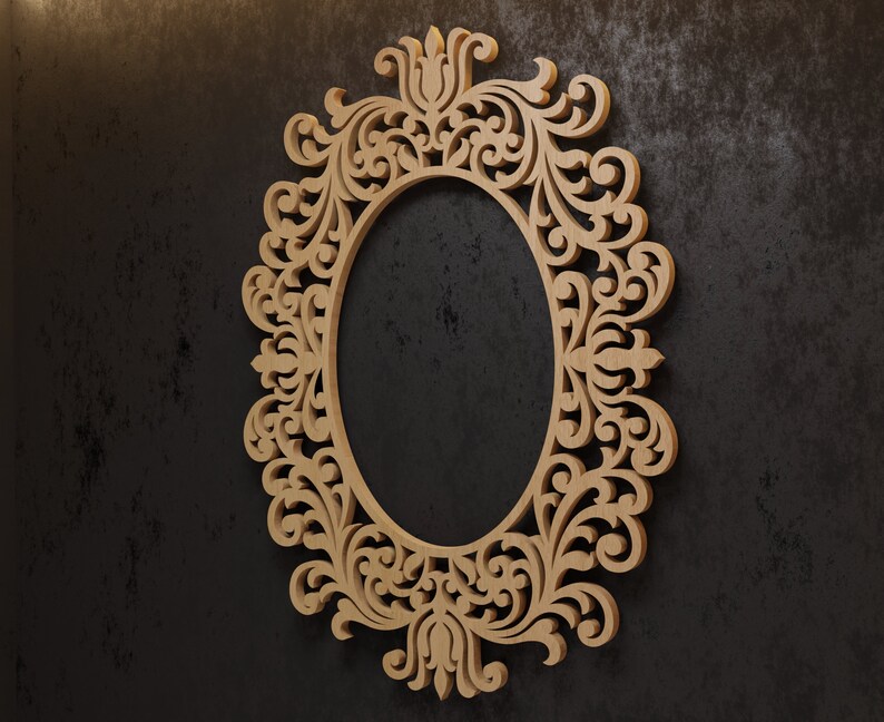 Laser Cut Mirror Frame Oval Photo Frame svg Dxf Dwg Eps - Etsy