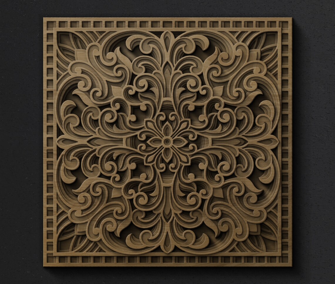 Multilayer Mandala Square Panel SVG Template 3D Layered - Etsy