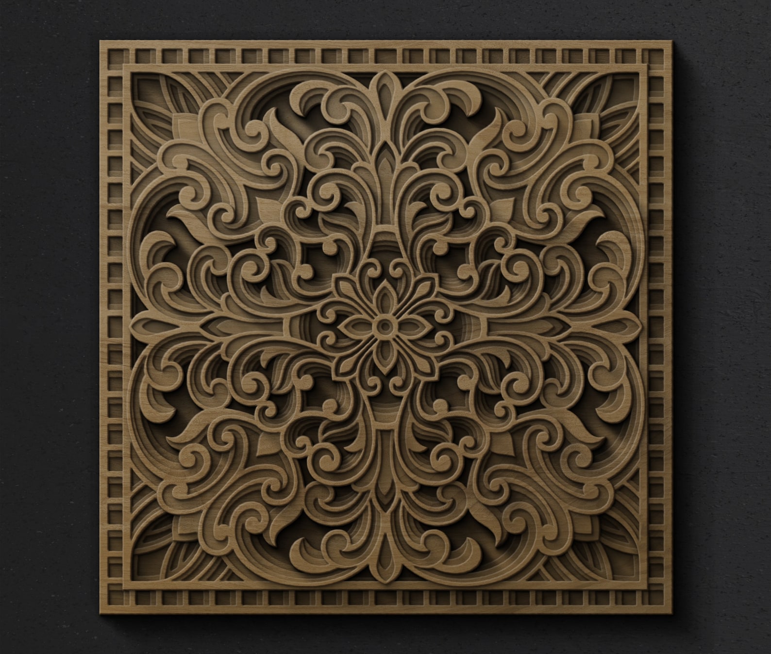 Multilayer Mandala Square Panel SVG Template 3D Layered - Etsy
