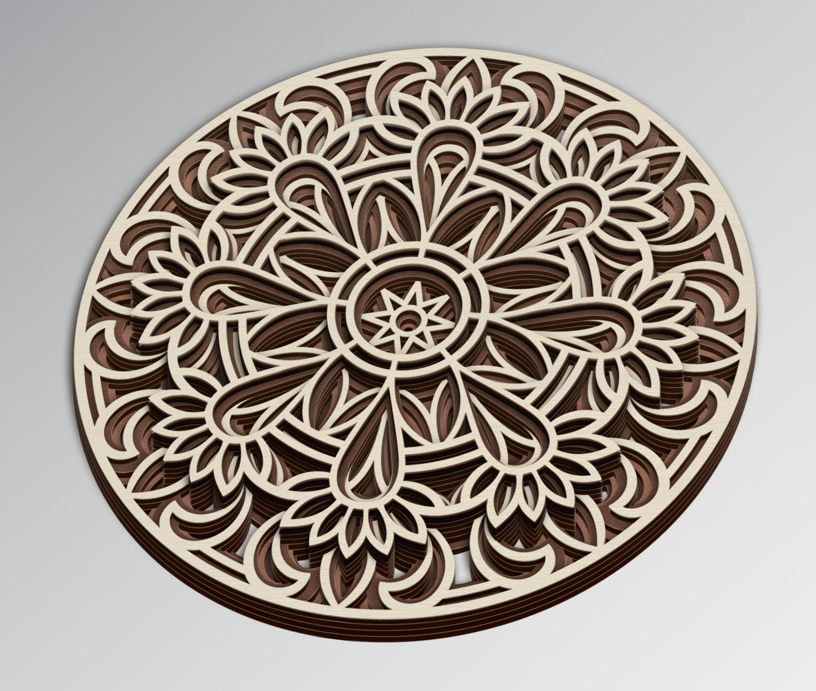 Laser Cut Multilayer Mandala SVG Template 3D Layered Vector - Etsy