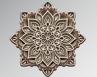 Laser Cut Multilayer Mandala Flower SVG Template 3D Layered - Etsy