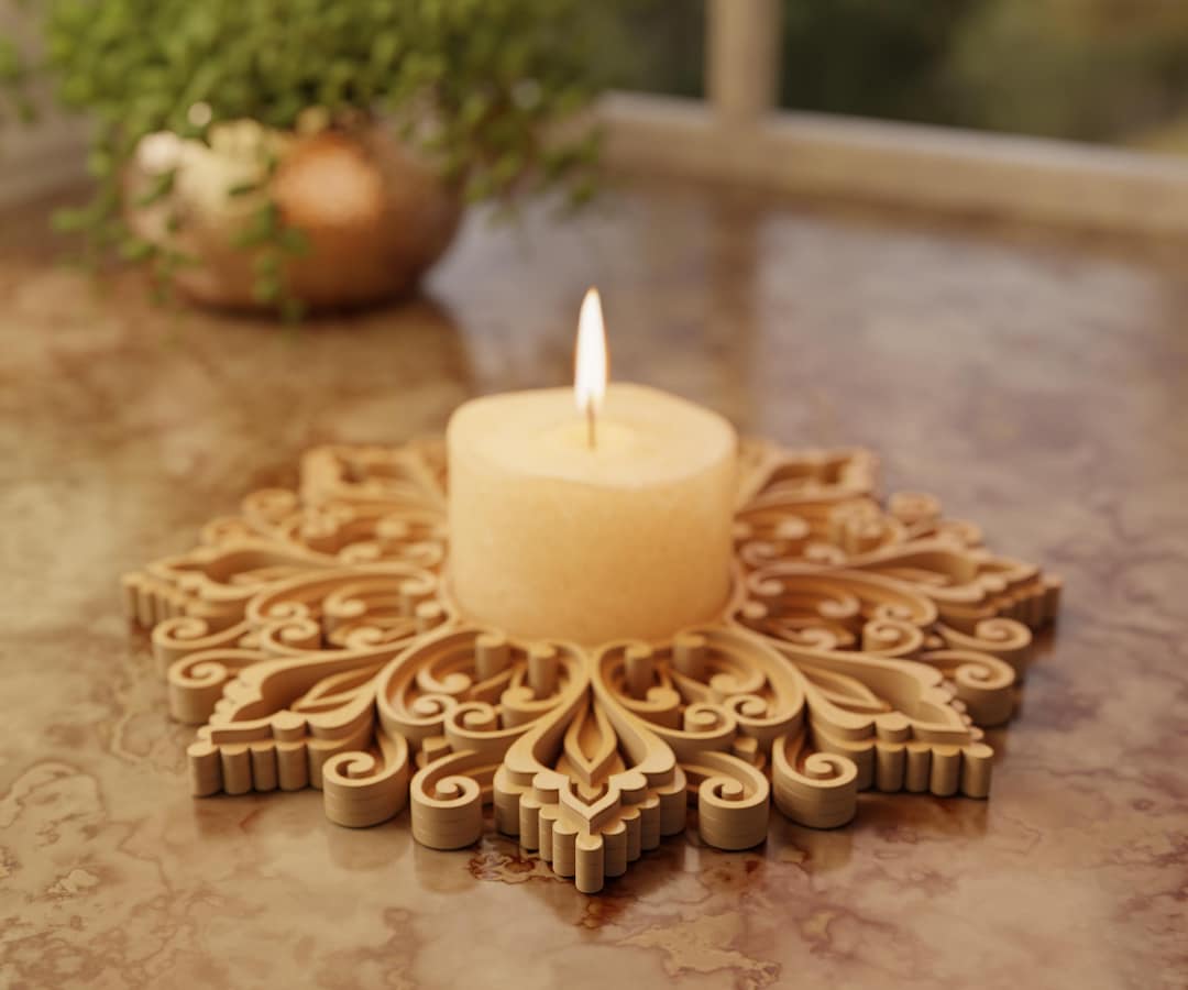 Laser Cut Mandala Candle Holder Template: SVG, PDF, DXF (digital ...