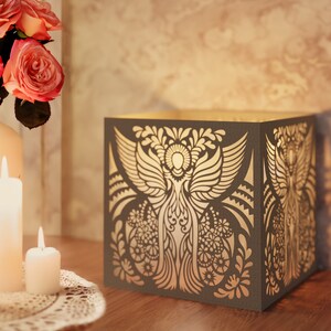 SVG Angel Luminary Template - Angel Candle Holder - Square Paper Cut ...
