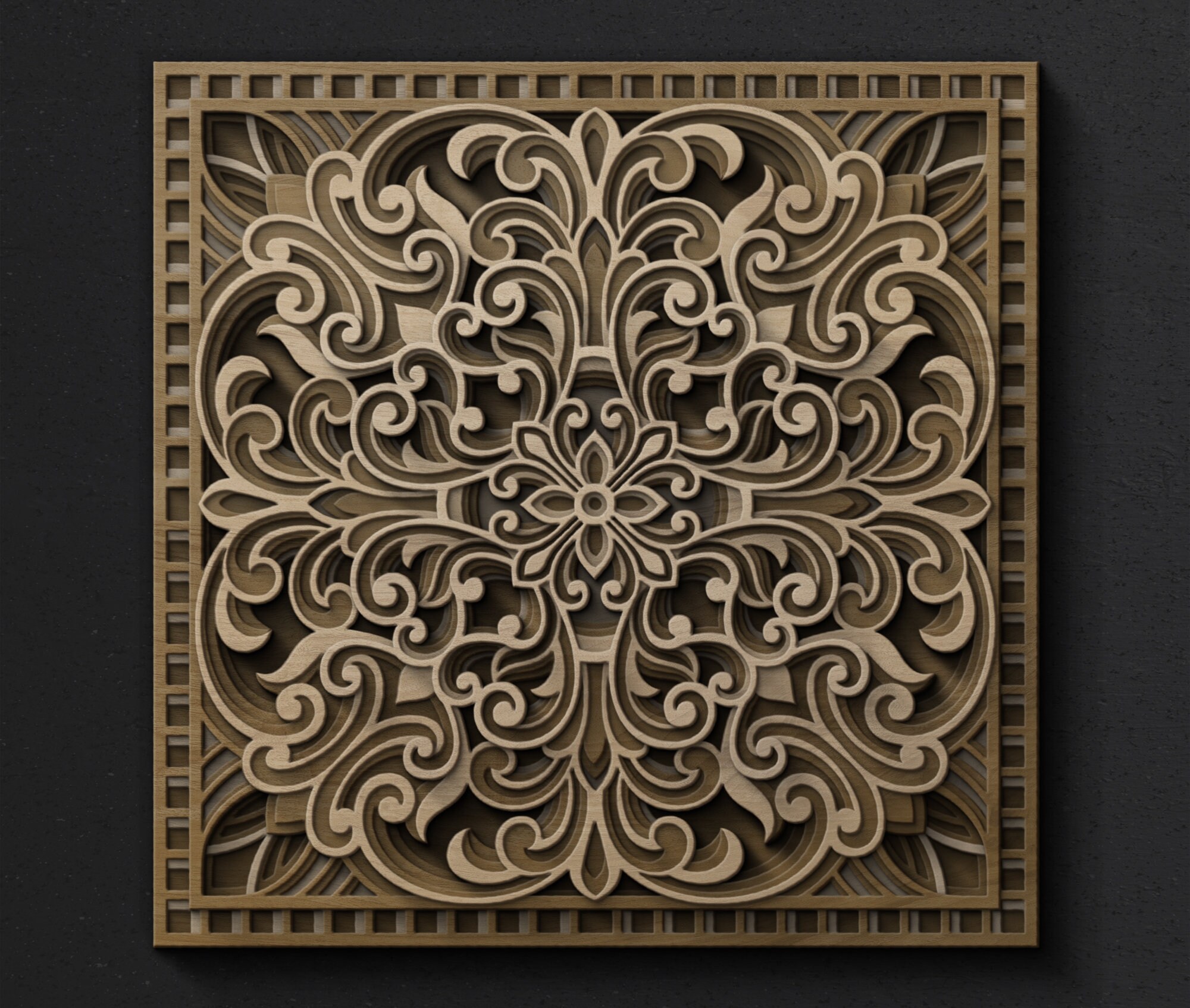 Multilayer Mandala Square Panel SVG Template 3D Layered - Etsy
