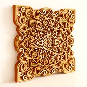 Laser Cut Multilayer Mandala Square Panel SVG Template - 3D Layered ...