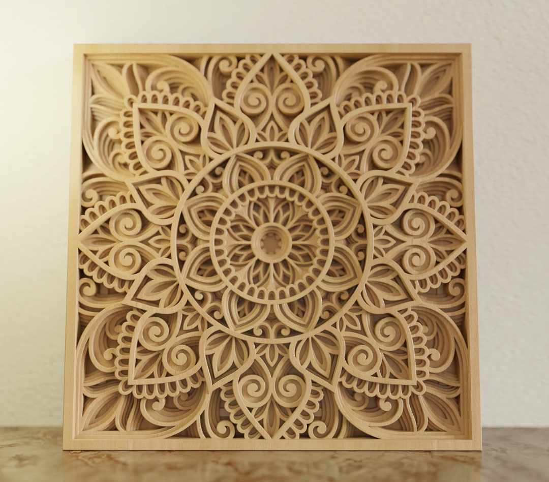 Multilayer Mandala Square Panel SVG Template - 3D Layered Vector ...