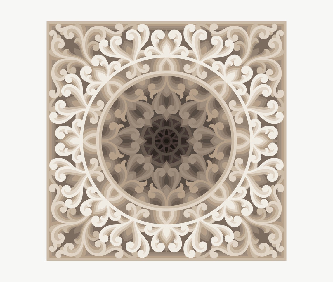 Multilayer Mandala Square Panel SVG Template - 3D Layered Vector ...