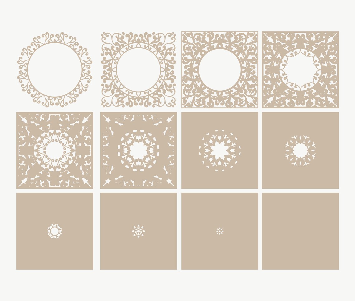 Multilayer Mandala Square Panel SVG Template - 3D Layered Vector ...