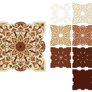 Laser Cut Multilayer Mandala Square Panel SVG Template - 3D Layered ...