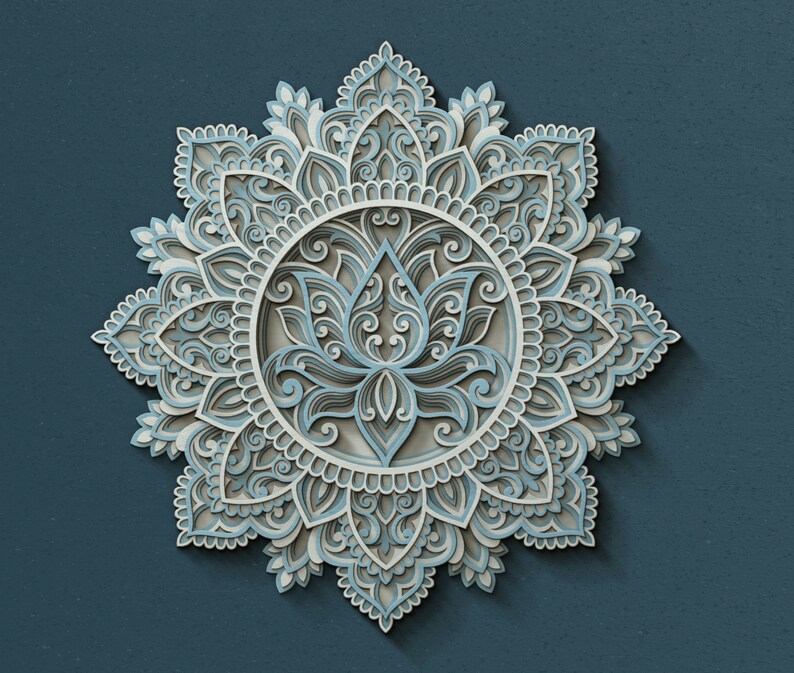 Laser cut Lotus Mandala Multilayer SVG template Lotus flower | Etsy