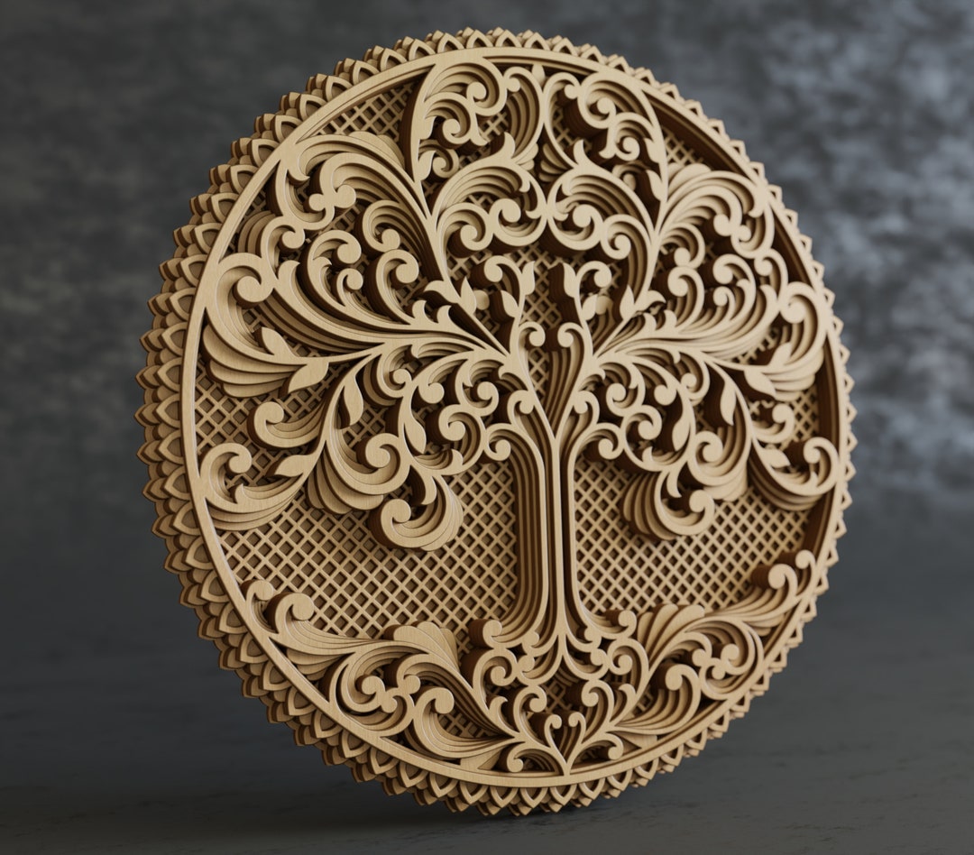 Multilayer Mandala Tree of Life SVG Template - 3D Layered Vector ...