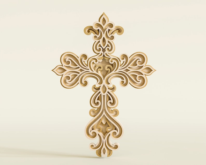 Laser Cut Cross SVG Template: Multilayer Christian Design (digital ...