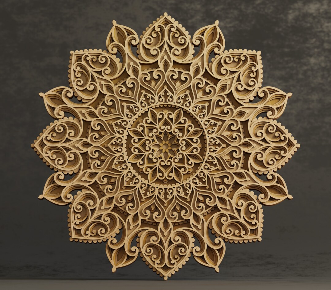 Multilayer Mandala SVG Template - 3D Layered Vector Cutting File for Laser Cut, Cricut ...