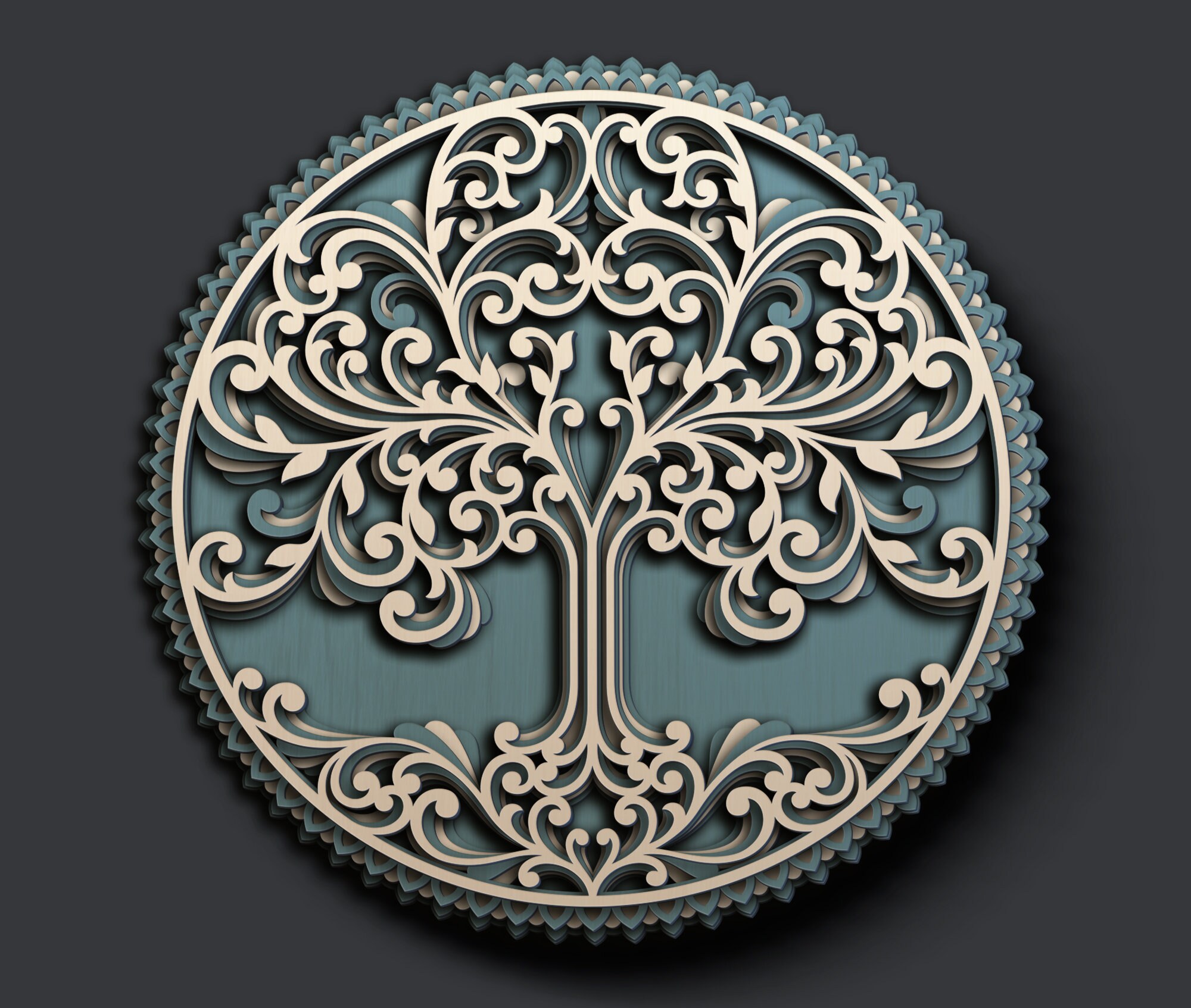 Multilayer Mandala Tree of Life SVG Template - 3D Layered Vector ...