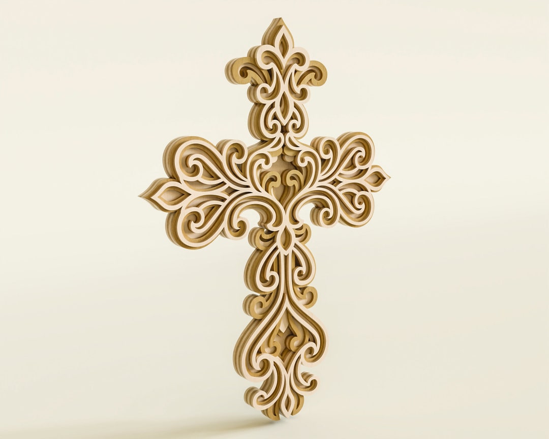 Laser Cut Cross SVG Template: Multilayer Christian Design (digital ...