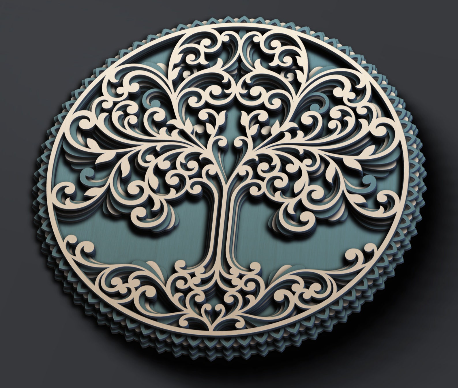 Multilayer Mandala Tree of Life SVG Template - 3D Layered Vector ...