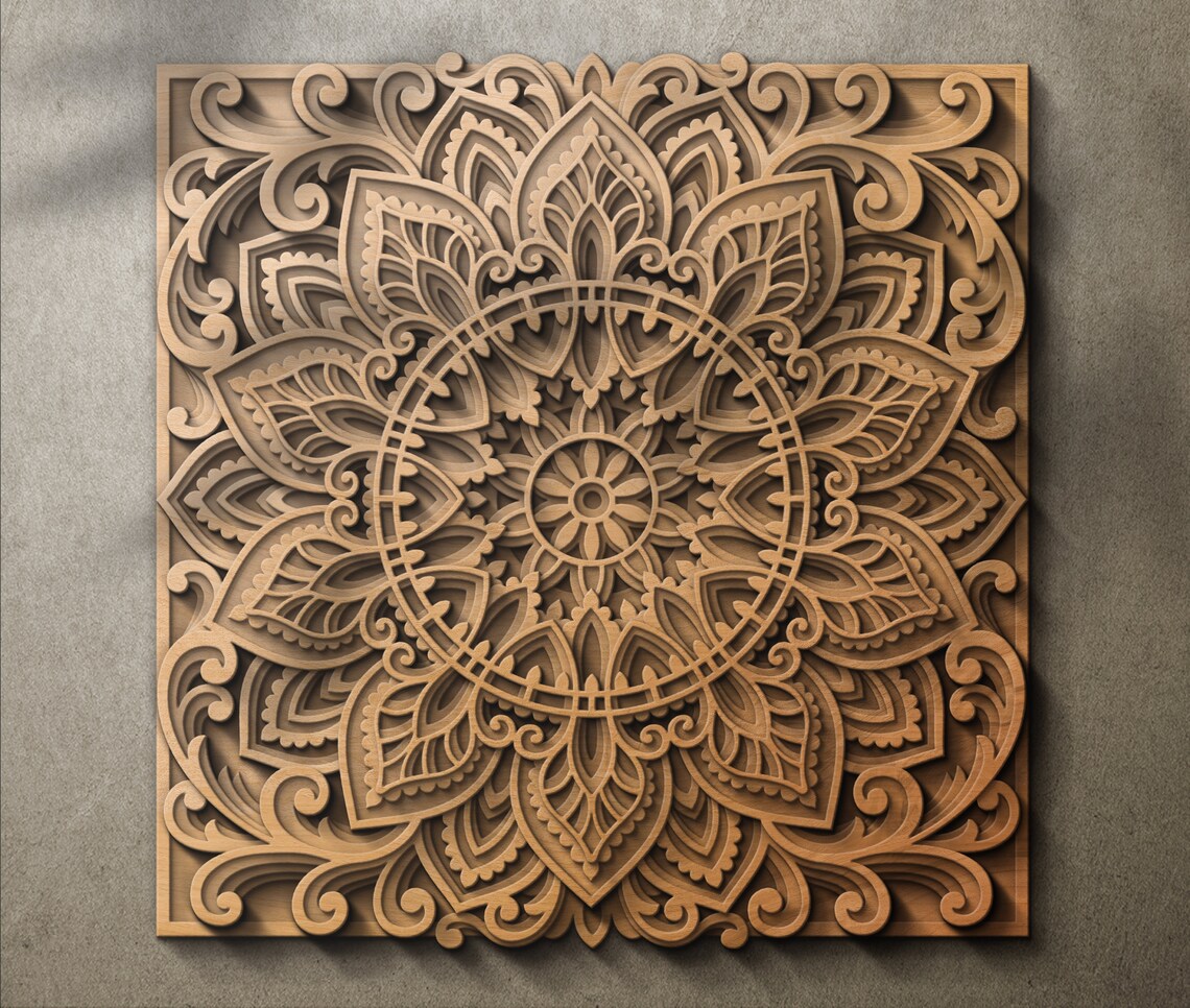 Multilayer Mandala Square Panel SVG Template 3D Layered - Etsy