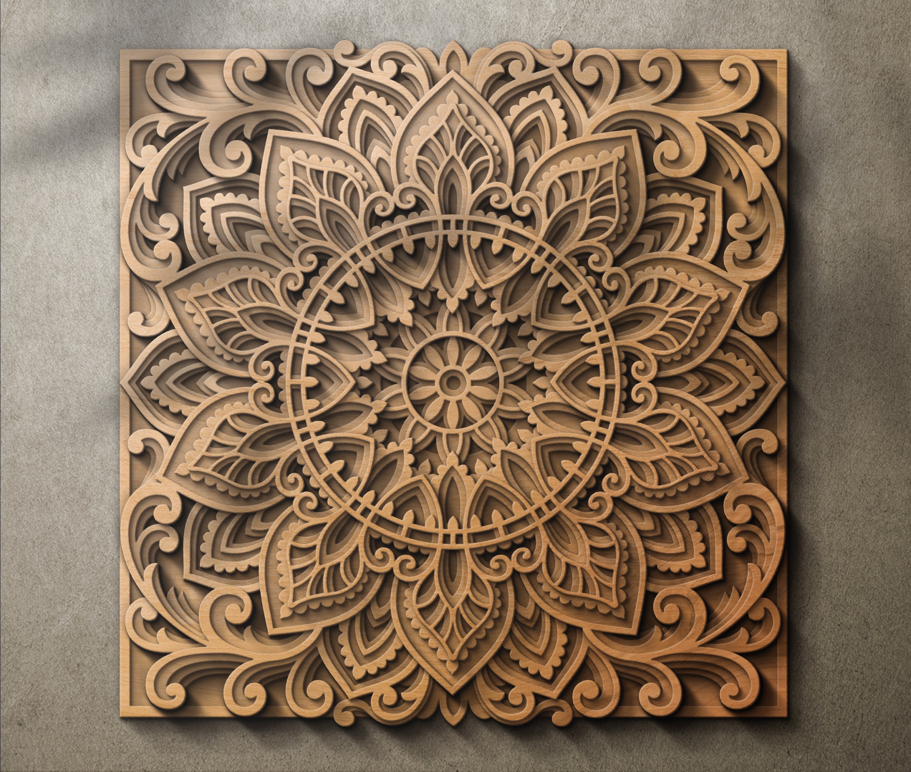 Multilayer Mandala Square Panel SVG Template 3D Layered - Etsy