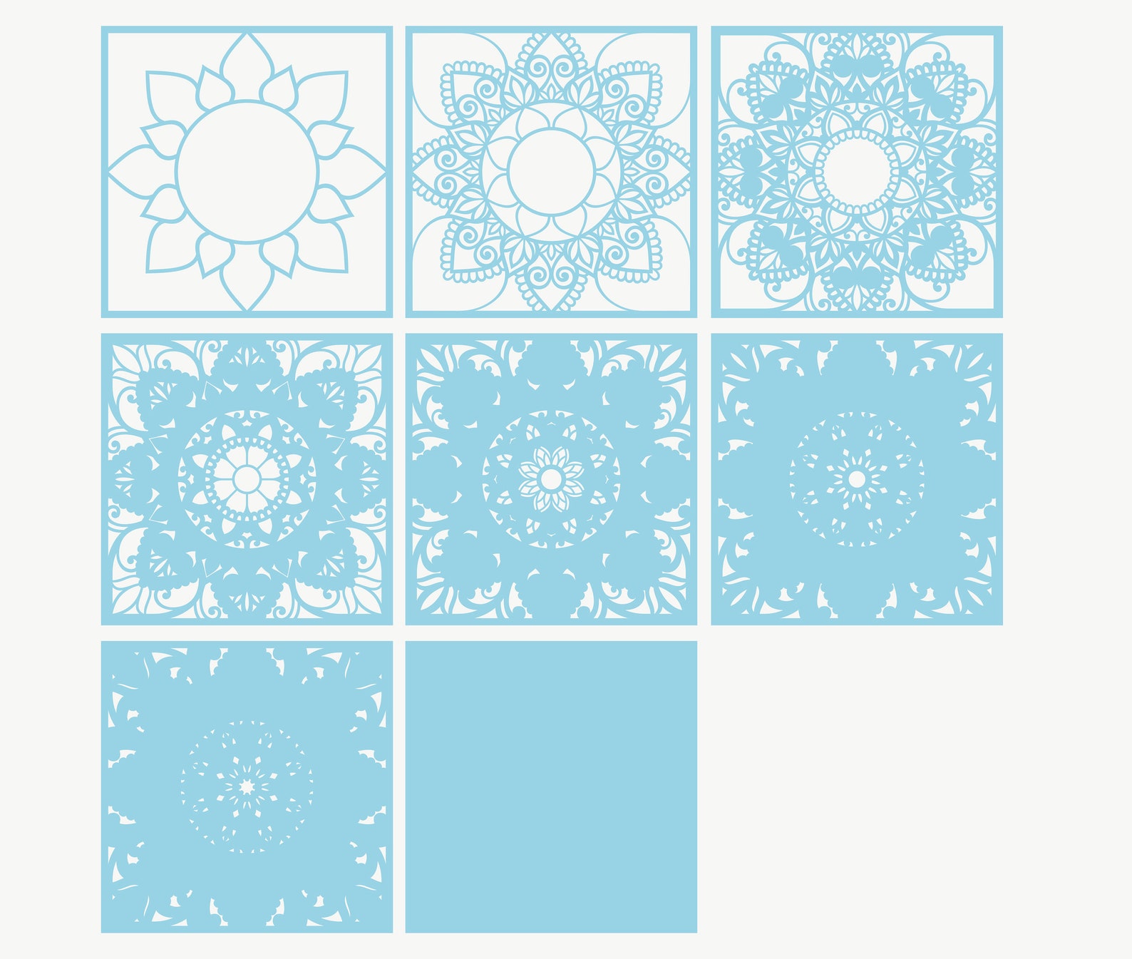 Multilayer Mandala Square Panel SVG Template - 3D Layered Vector ...