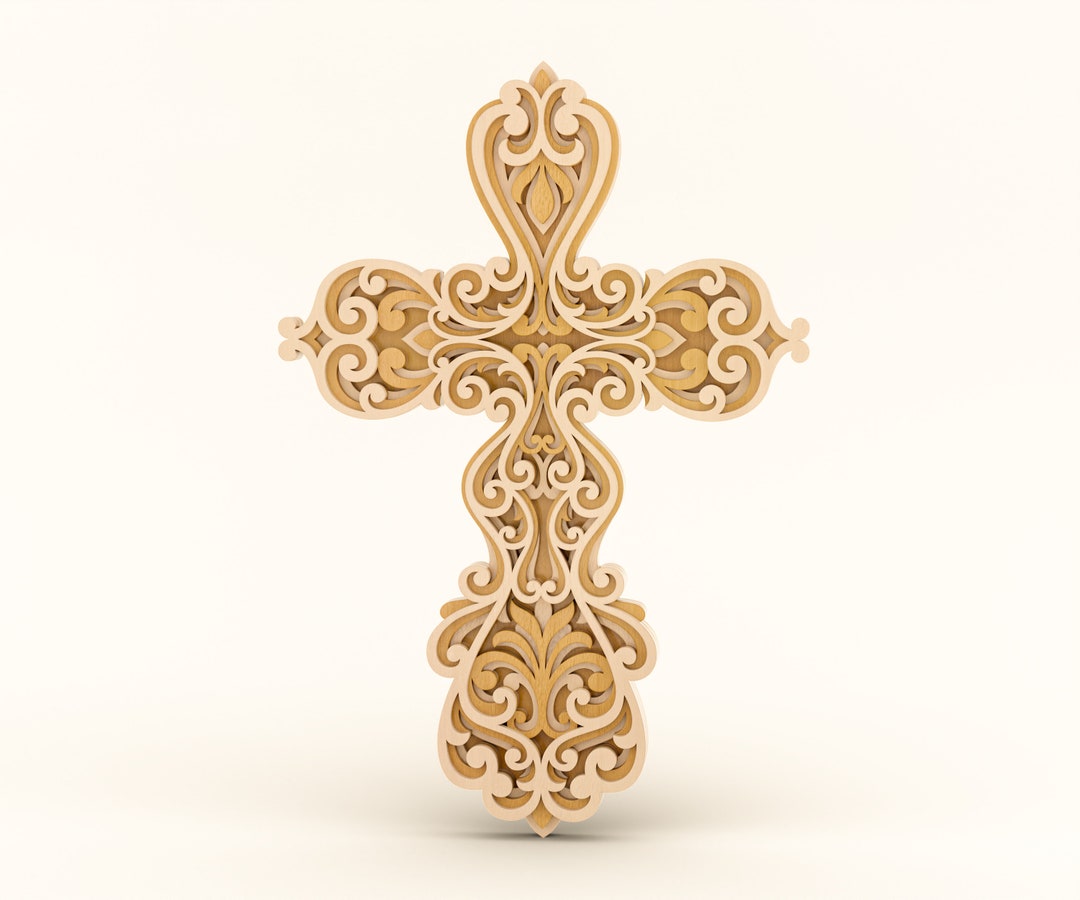 Laser Cut Cross Template - Multilayer Vector Cross Cutting File ...
