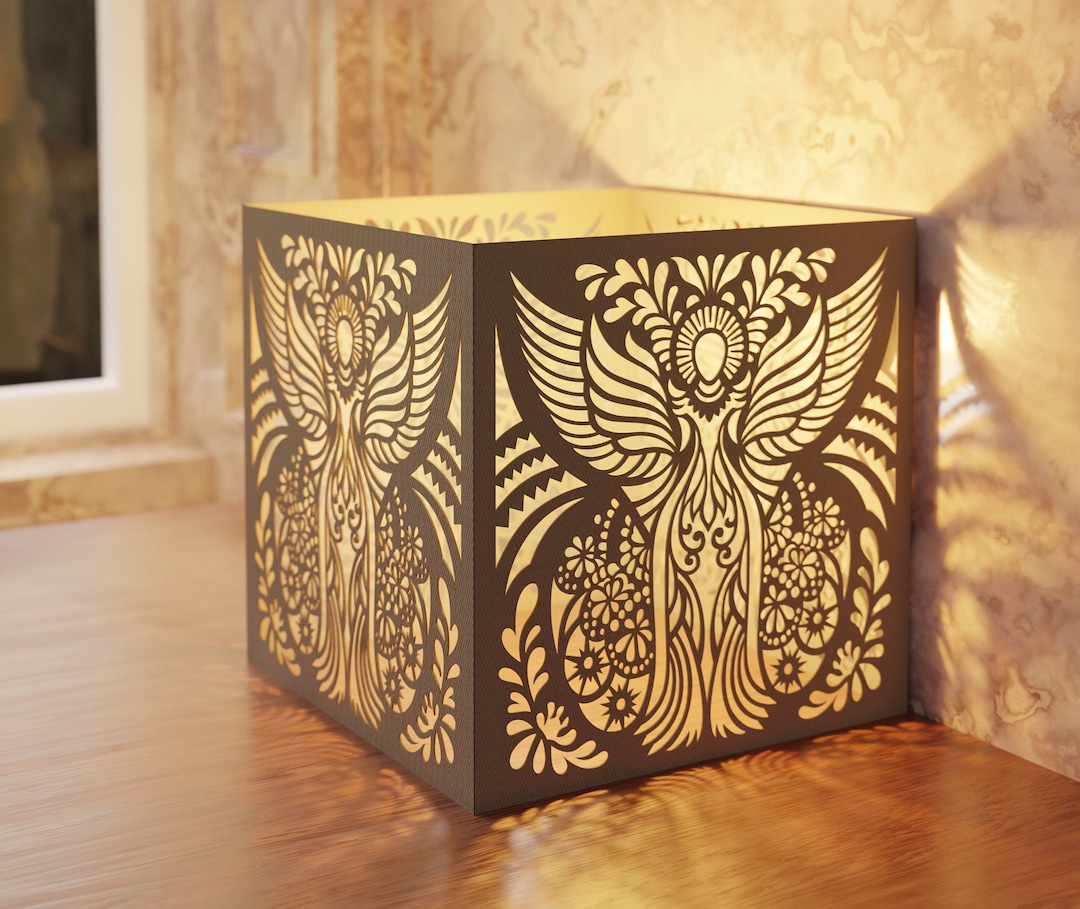 SVG Angel Luminary Template - Angel Candle Holder - Square Paper Cut ...