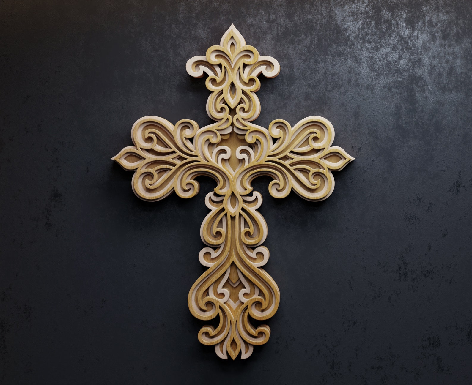 Laser Cut Cross SVG Template: Multilayer Christian Design (digital ...