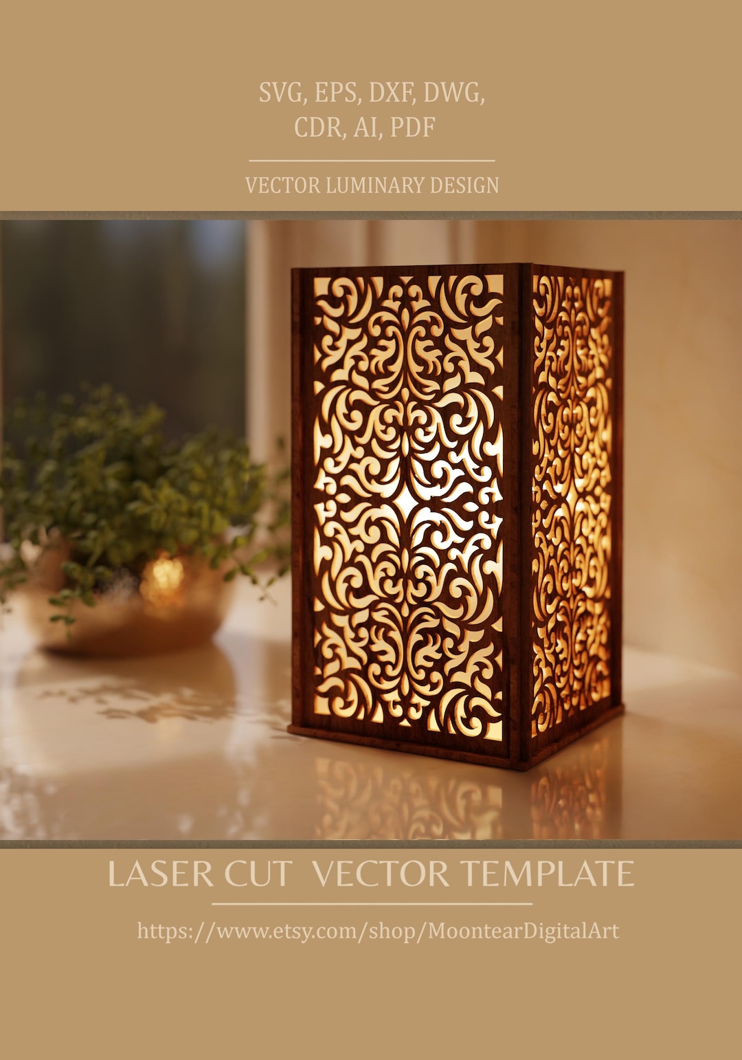 Laser Cut Luminary Template, Candle Holder, Lantern Vector Svg, Ai, Eps ...