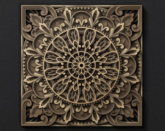 Laser Cut Multilayer Mandala Panel SVG Template 3D Layered Vector ...