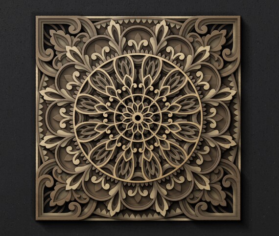 Multilayer Mandala Square Panel SVG Template 3D Layered - Etsy