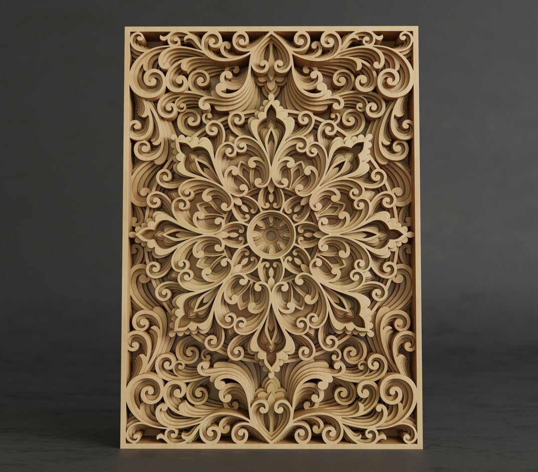 Laser Cut Multilayer Mandala Panel SVG Template - 3D Layered Vector ...