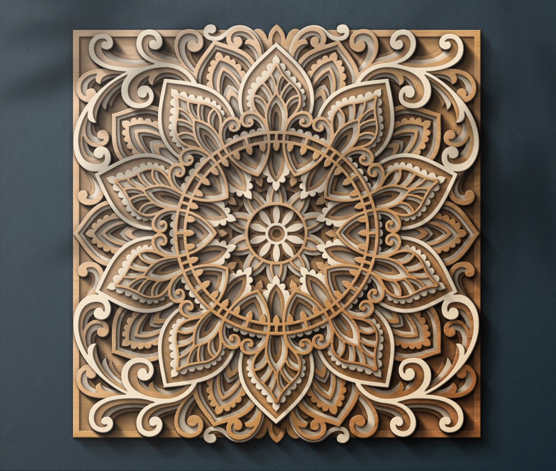Multilayer Mandala Square Panel SVG Template 3D Layered - Etsy