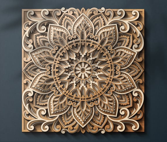 Multilayer Mandala Square Panel SVG Template 3D Layered - Etsy