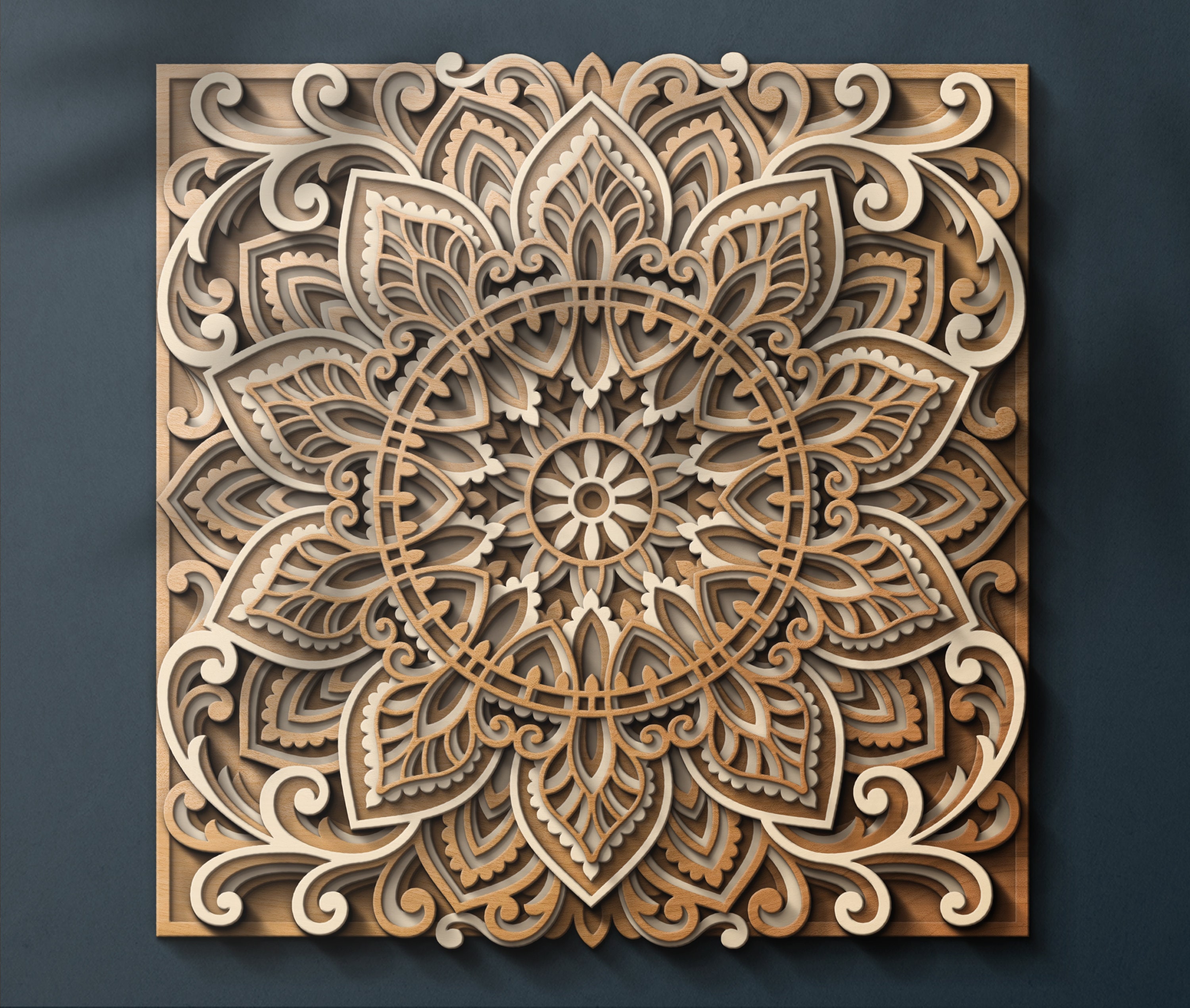 Multilayer Mandala Square Panel SVG Template 3D Layered - Etsy