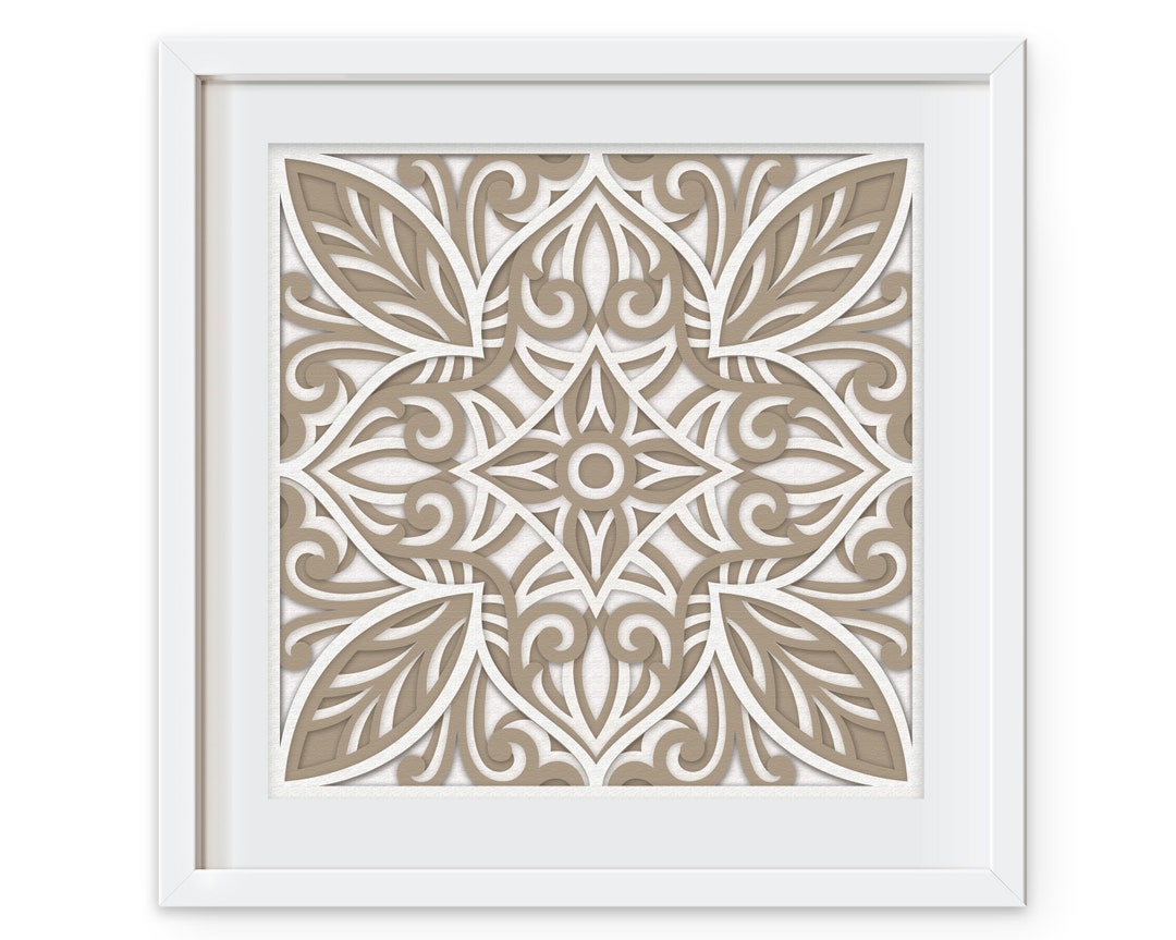 Multilayer Square Mandala, SVG Template - Shadow Box Layered Cutting ...