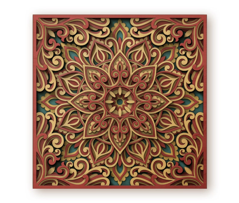 Multilayer Mandala Square Panel SVG Template 3D Layered | Etsy