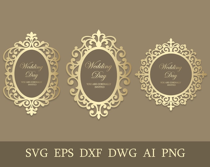 Ornate Frame SVG Laser Cut Invitation Victorian Mirror - Etsy