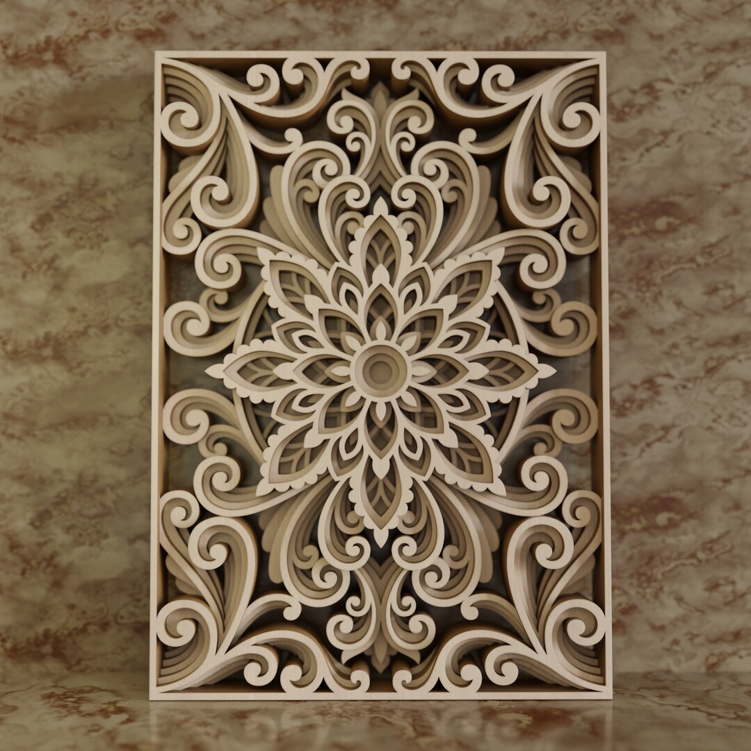Laser Cut Multilayer Mandala Panel SVG Template - 3D Layered Vector ...