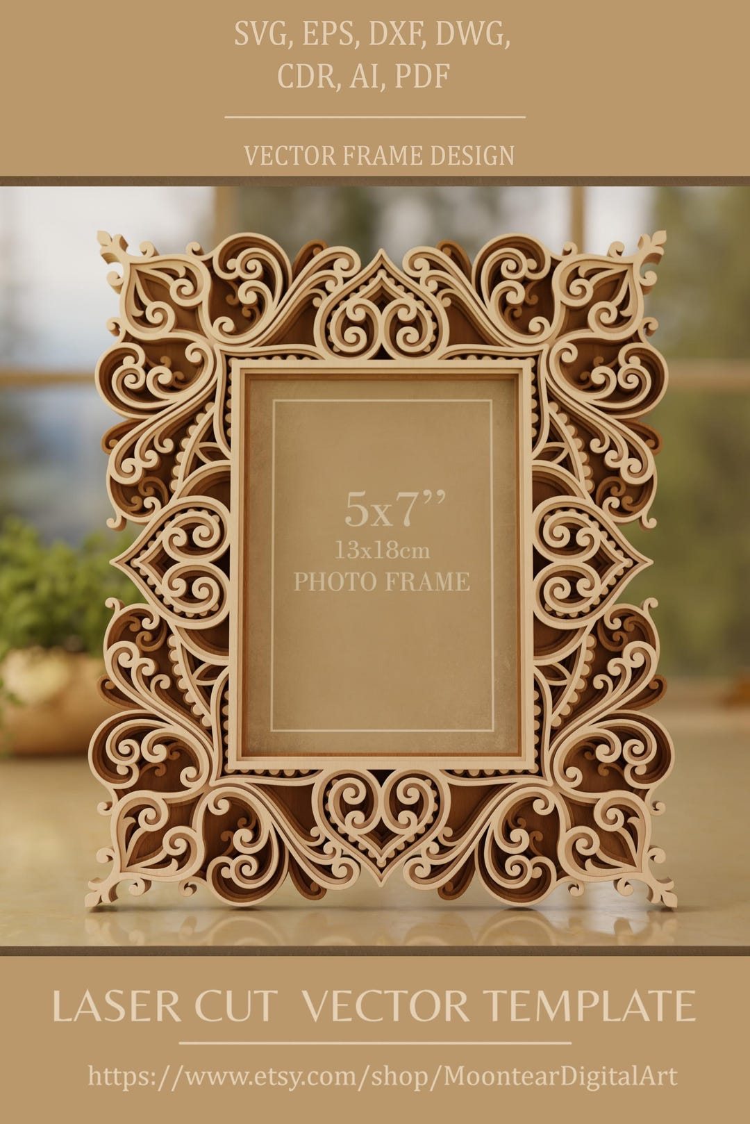 3D Layered Photo Frame SVG Template: Multilayer Laser Cut File - Etsy