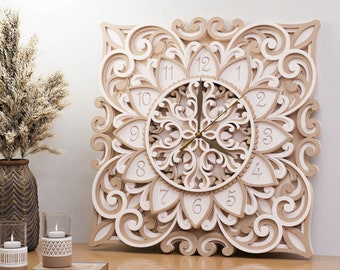 Peacock Wall Clock Dxf Large Clock Cutting Model Clock - Etsy