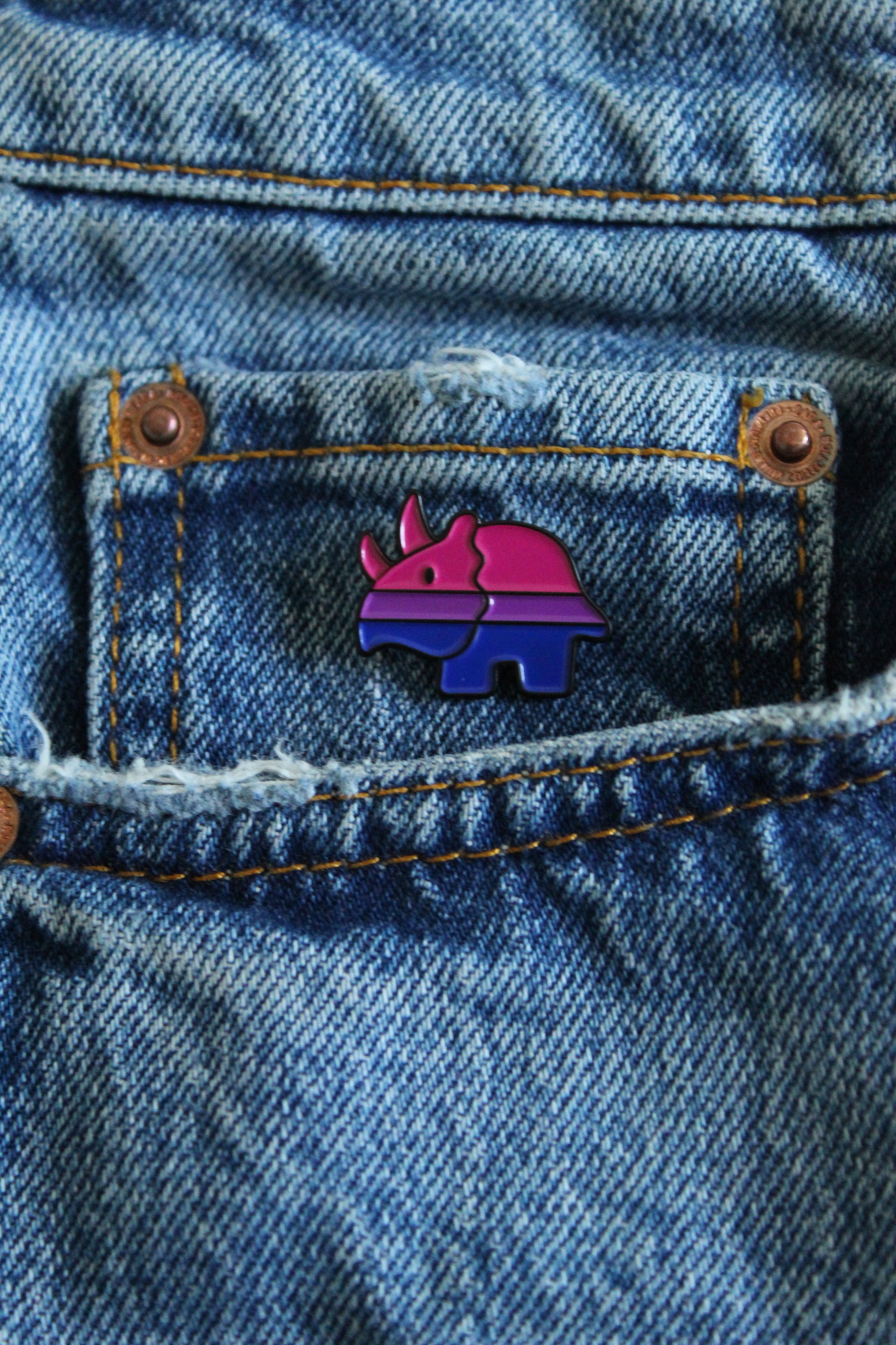Biceratops Bisexual Enamel Pin LGBTQ - Etsy
