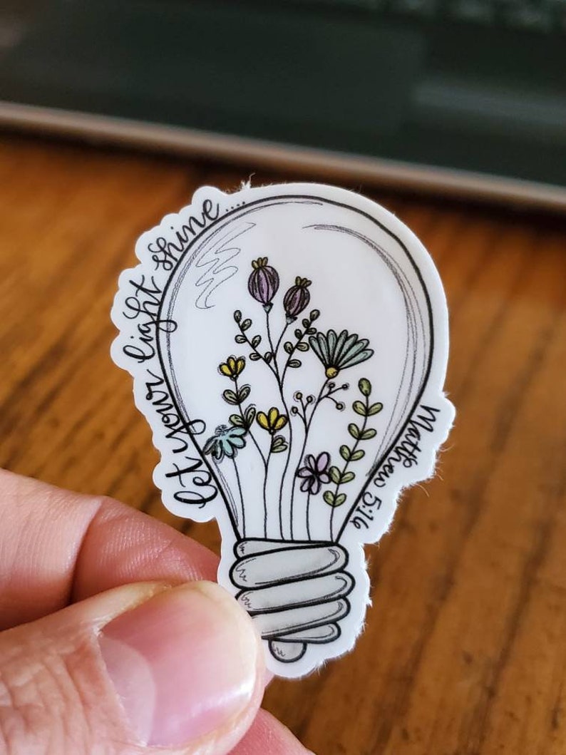 Let Your Light Shine Sticker: Floral Lightbulb, Christian Laptop Decal ...
