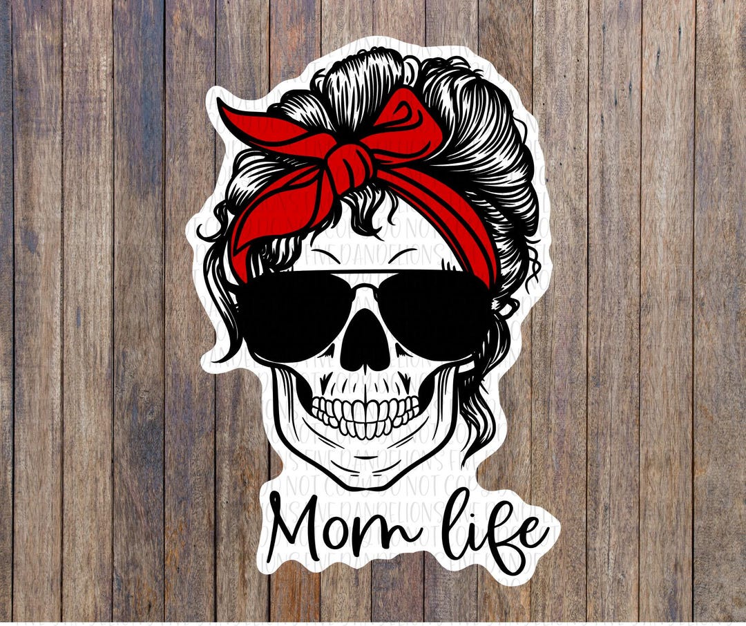 Mom Life Skull Sticker: Waterproof Decal for Laptop, Planner, Water ...