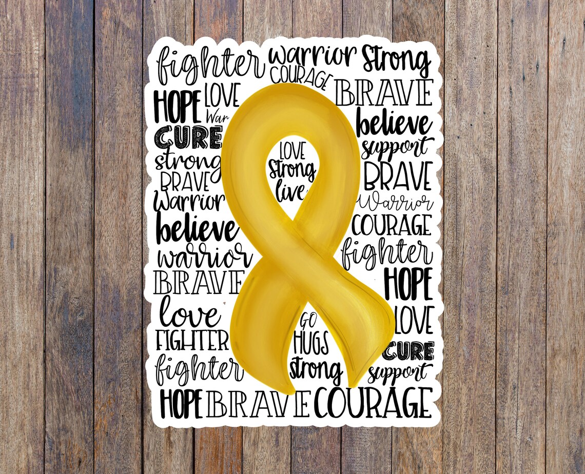 Childhood Cancer Awareness Ribbon Sticker: Gold Support Decal - Etsy