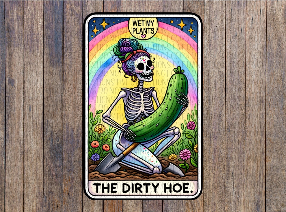 Dirty Hoe Tarot Card Sticker: Funny Gardener Gift, Waterproof Water ...