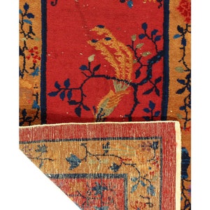 Genuine Handmade Rug Red Vintage Chinese Floral Art Deco Area Rug for ...