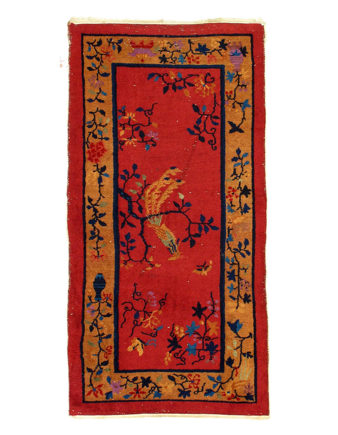 Genuine Handmade Rug Red Vintage Chinese Floral Art Deco Area Rug for ...