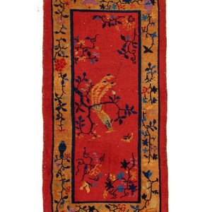 Genuine Handmade Rug Red Vintage Chinese Floral Art Deco Area Rug for ...