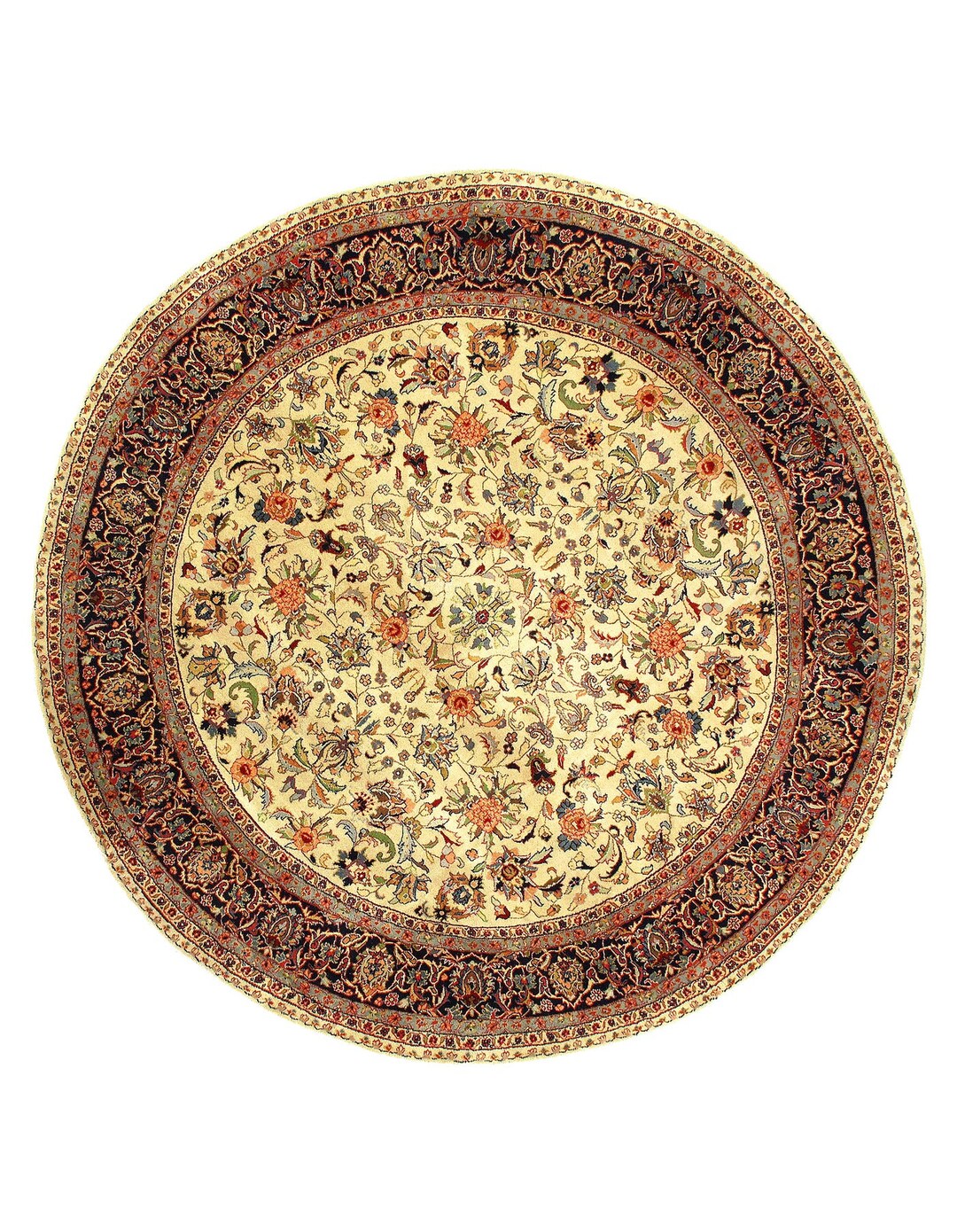 Ivory Round Kashan Design Rug 6' X 6', Circular Rug, Round Area Rug ...