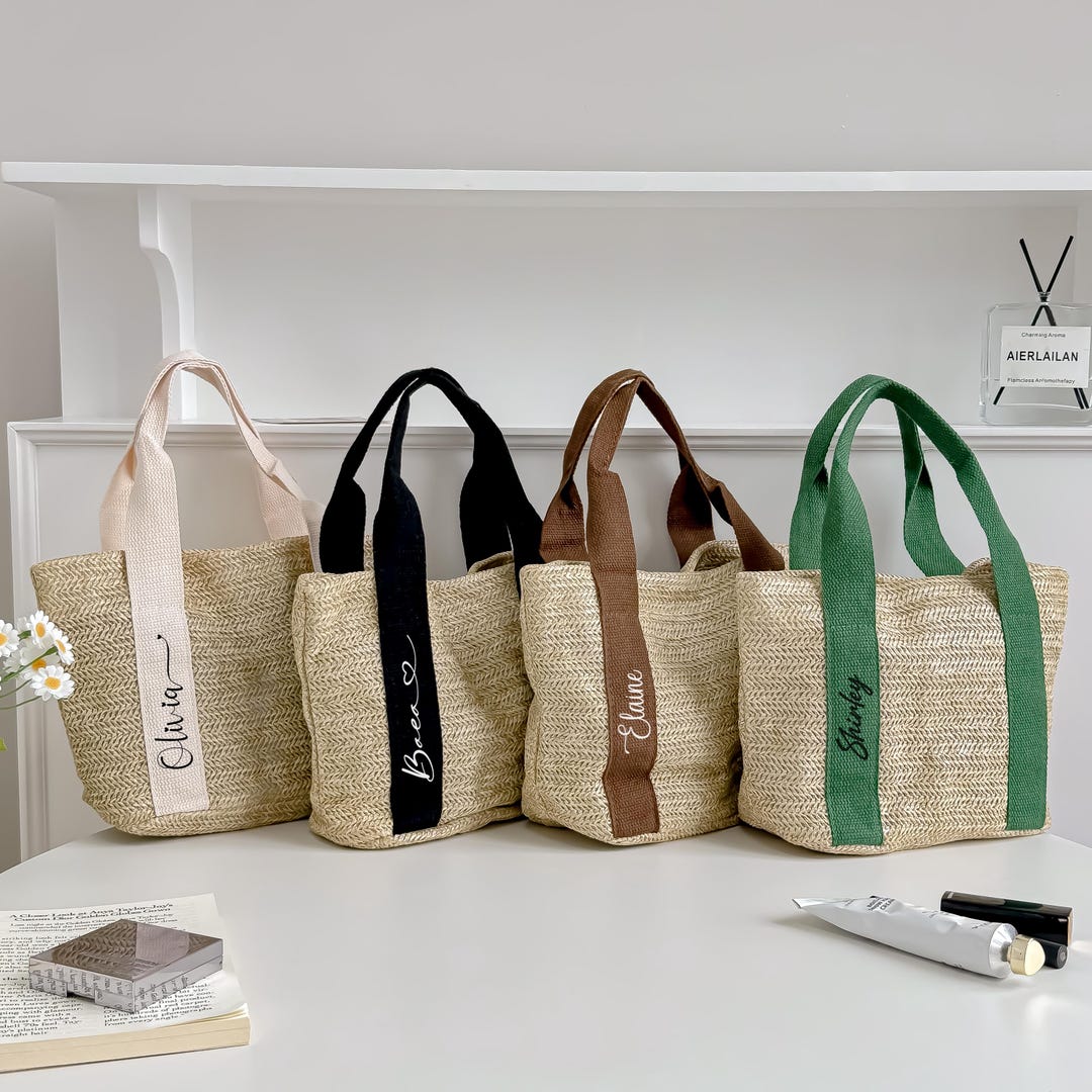 Personalized Beach Tote Bag/ Custom Initials Bag/ Beach Straw Bag ...
